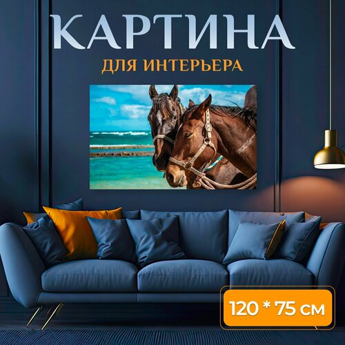 Картина на холсте "Лошадь, лошади, кобыла" на подрамнике 120х75 см. для интерьера