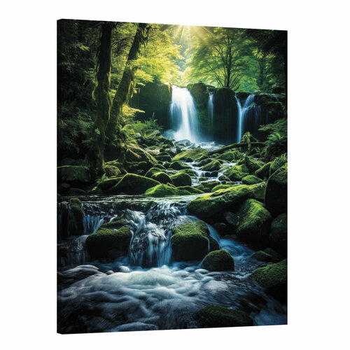 Интерьерная картина 50х70 "Водопад в лесу"