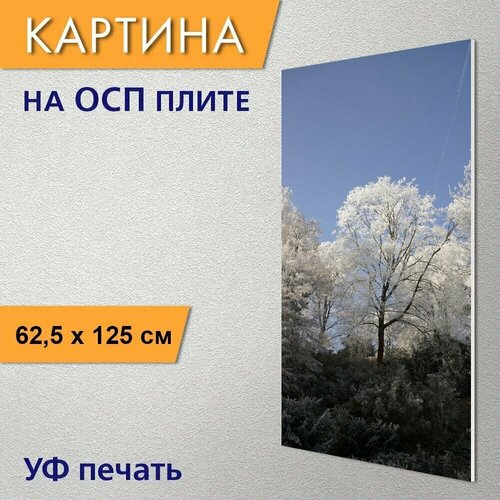 Вертикальная картина на ОСП "Верхолазов, небо, синий" 62x125 см. для интерьериа