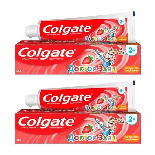 Colgate Зубная паста Доктор-Заяц Клубника, детская, 2+, 50 мл, 2 шт