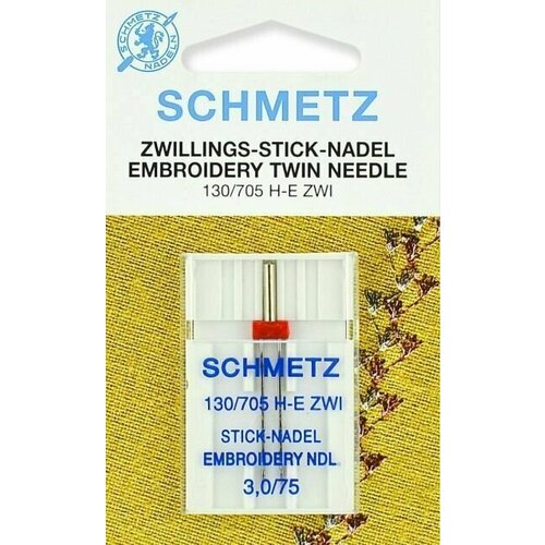 Иглы Schmetz для вышивки двойные № 75/3,0 1 шт. 130/705H-E ZWI