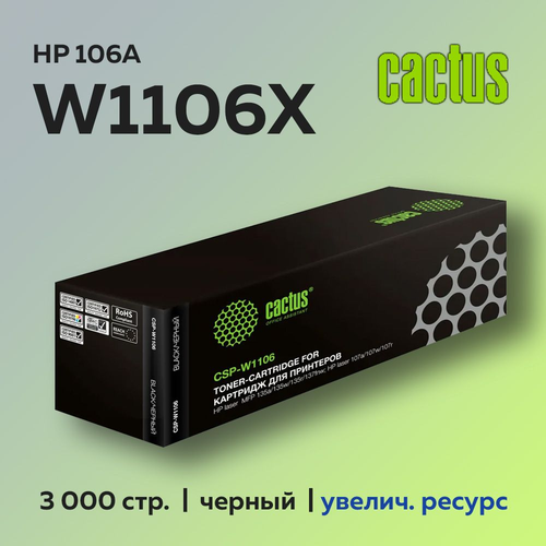 Картридж Cactus CSP-W1106-MPS (№106X, W1106X, черный) для HP