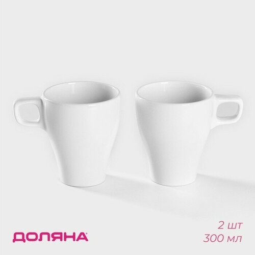 Набор кружек керамических Доляна Coffee break, 2 предмета: 300 мл, цвет белый, материал керамика
