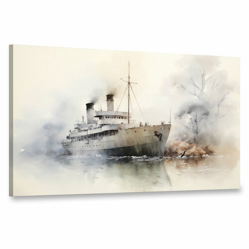 Интерьерная картина 100х60 "Корабль в тумане"
