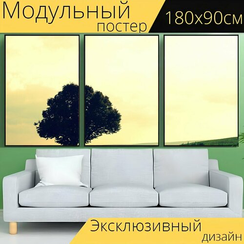 Модульный постер "Дерево, природа, летом" 180 x 90 см. для интерьера