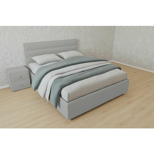 Односпальная кровать Милан 120x200 основание металлическое с ламелями велюр серый без ножек