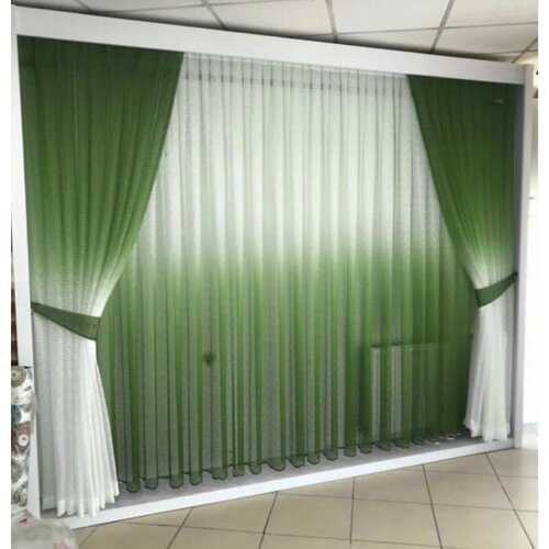 Тюлевые шторы СИЯН-1 (шир. 300 см х выс. 250 см ) Цвет зеленый