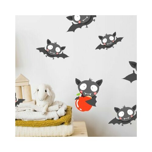 Наклейки на стену к Хеллоуин «Летучие мышки и яблоки»