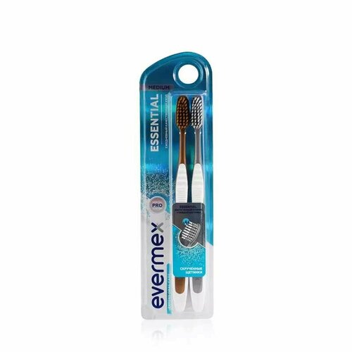 Evermex Зубная щетка Essential, средней жесткости, 2 шт/уп
