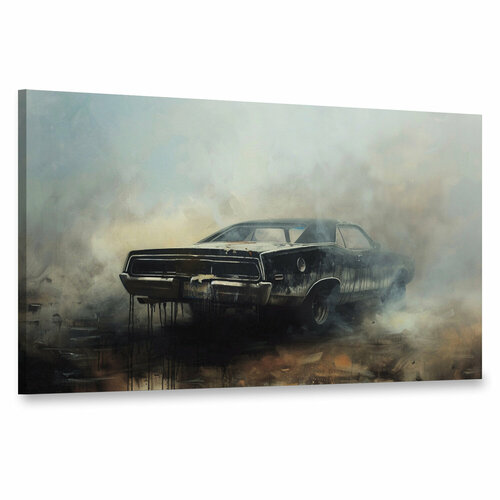Интерьерная картина 100х60 "Машина в тумане"
