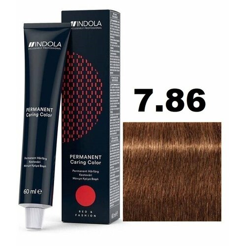Indola Permanent Caring Color Крем-краска для волос 7/86 Средний русый шоколадный красный 60мл