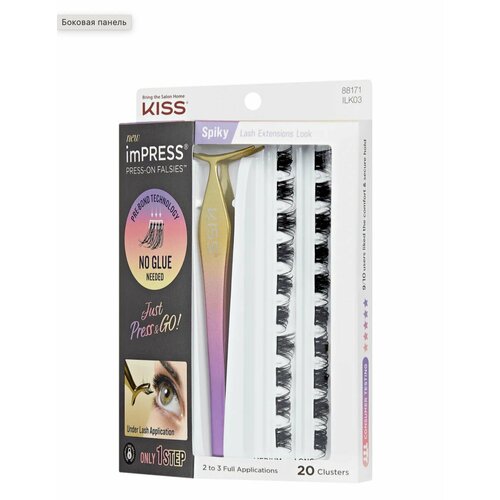 Kiss imPRESS накладные ресницы ( пучки ) с пинцетом Falsies Press-on False Lash Kit Spiky