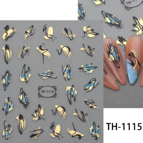 Наклейка виниловая для ногтей "TH-1115" c матовым оттенком. 10см*8.5см