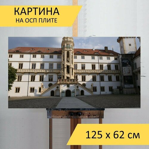 Картина на ОСП 125х62 см. "Архитектура, фасад, строительство" горизонтальная, для интерьера, с креплениями