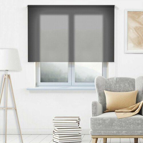 Рулонная штора "Toledo" Ткань коллекции Скрин/Чёрный 156х230 см. Белая фурнитура