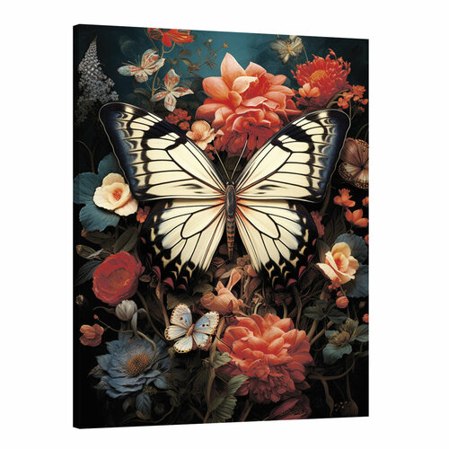 Интерьерная картина 50х70 "Бабочка и цветок"