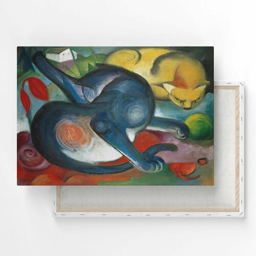 Картина на холсте, репродукция / Франц Марк - Two cats, blue and yellow / Размер 30 x 40 см
