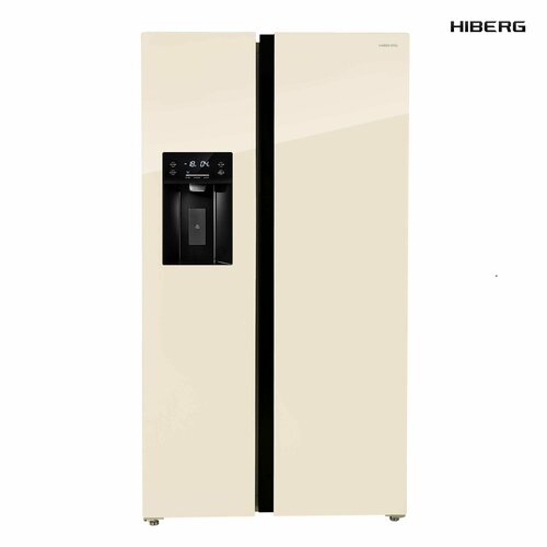 Холодильник Side-by-Side 178х91,1 см Hiberg RFS-650DX NFGY бежевое стекло