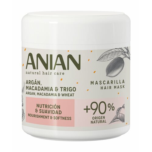 ANIAN Маска для очень сухих и поврежденных волос с маслами аргана ореха макадамии пшеничным белком,350мл