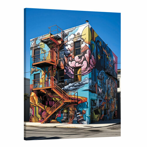 Интерьерная картина 50х70 "Цветные стены: граффити мира"
