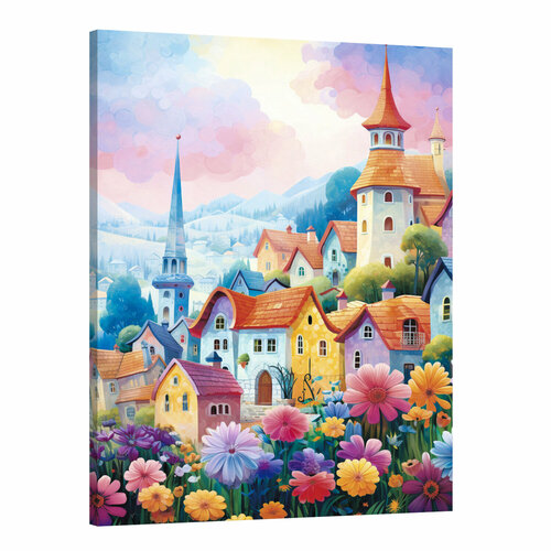 Интерьерная картина 50х70 "Деревня в стиле романтизма"
