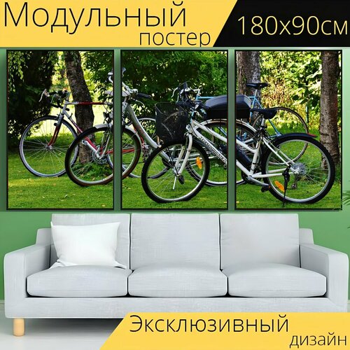Модульный постер "Циклы, цикл, велосипед" 180 x 90 см. для интерьера