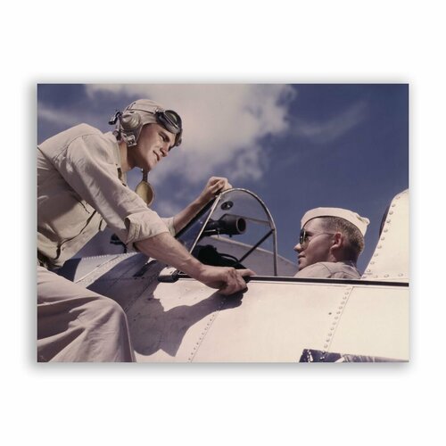 Постер, плакат на бумаге / Американские военные 40-х годов - Пилот / Размер 80 x 106 см