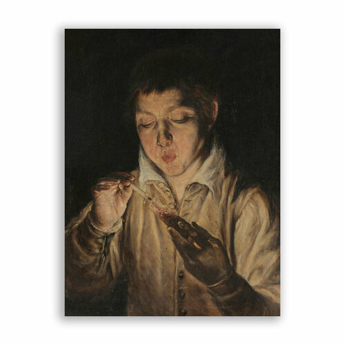 Картина на холсте, репродукция / Эль Греко - Boy Blowing an Ember / Размер 40 x 53 см