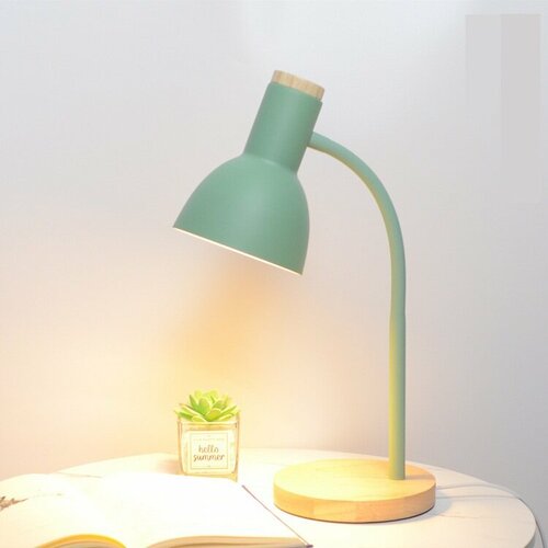 Лампа настольная Е27, светильник зеленый настольный для школьника, маникюра, детская, для офиса, спальни