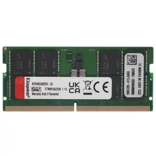 Kingston DDR5 32GB 4800MT/s SODIMM CL40 2RX8 1.1V 262-pin 16Gbit