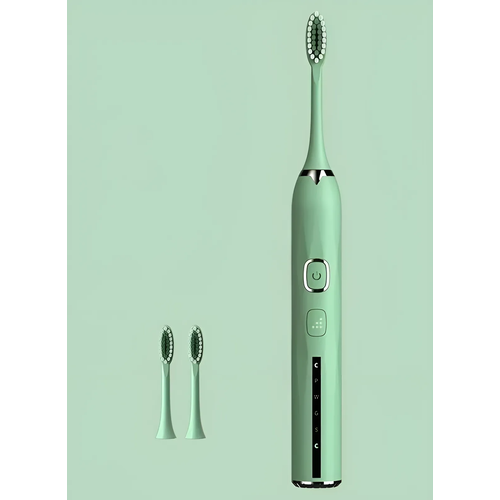 Электрическая зубная щетка/ультразвуковая зубная щетка/щетка с 5 режимами работы/ электрическая зубная щетка с 3 насадками/щетка для взрослых/электрическая щетка в подарок/зеленая зубная щетка