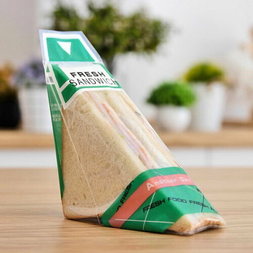 Упаковка для сэндвича, зеленый, 23.5 x 5.5 см, 100 шт.
