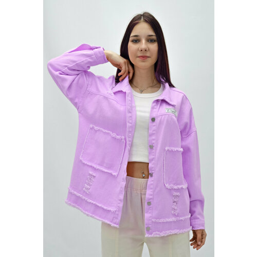 Джинсовая куртка Tango Plus, размер M, лиловый, фиолетовый