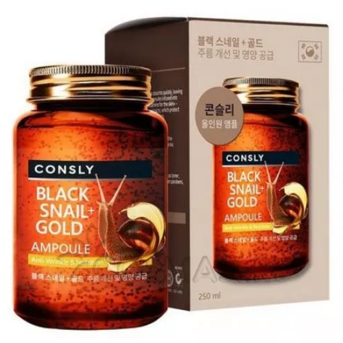 Сыворотка омолаживающая Consly Black Snail 24K Gold All-In-One Ampoule, ампульная многофункциональная, 250 мл