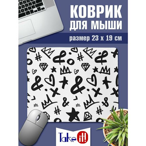 Коврик с черно-белым принтом