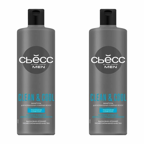 Сьёсс Шампунь Men Clean&Cool Глубокое очищение, для нормальных и жирных волос, 450 мл, 2 шт