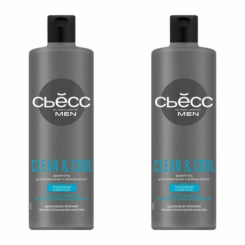 Сьёсс Шампунь Men Clean&Cool Глубокое очищение, для нормальных и жирных волос, 450 мл, 2 шт