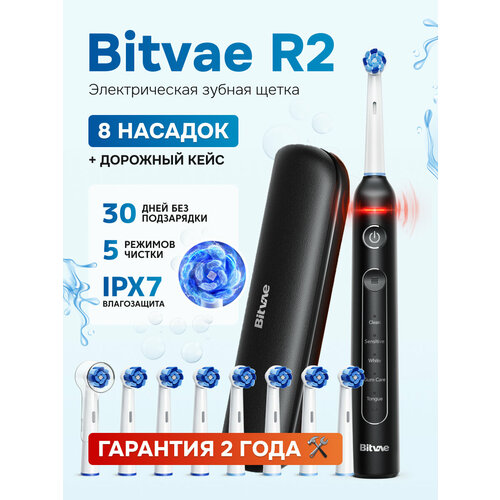 Электрическая зубная щетка Bitvae R2 Rotary E- Toothbrush (R2) , GLOBAL, Black