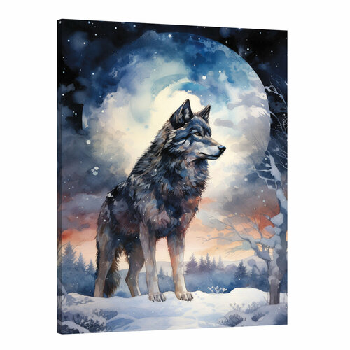 Интерьерная картина 50х70 "Тайная жизнь волков"