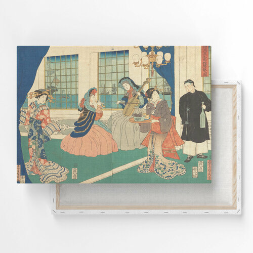 Картина на холсте, репродукция / Утагава Садахидэ - Drawing Room of a Foreign / Размер 30 x 40 см