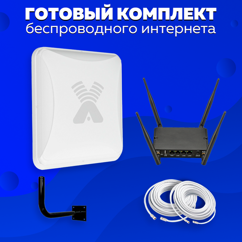 Комплект Интернета Антэкс Petra LTE MiMO Антенна + WiFi Роутер Kroks Rt-Cse m12-G подходит Любой Безлимитный Интернет Тариф и Любая Сим карта