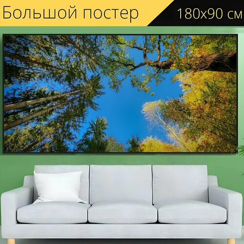 Большой постер "Лес, природа, деревья" 180 x 90 см. для интерьера