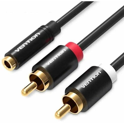 Кабель акустический Vention VAB-R01-S200 Jack 3,5 mm F/2RCA M - 2м Чёрный