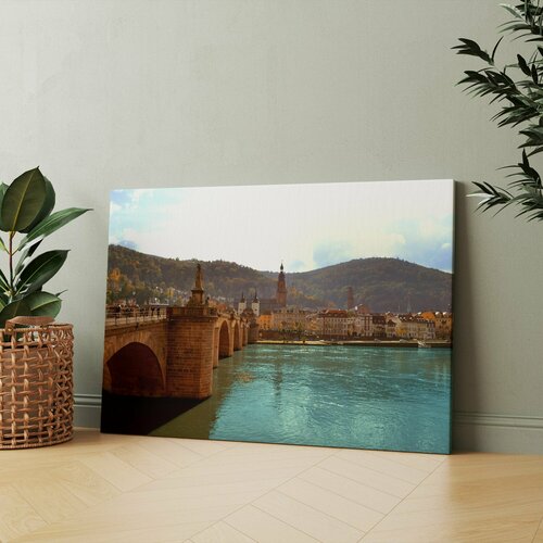 Картина на холсте (старый мост хайдельберг пейзажи германии море река) 30x40 см/для интерьера/в комнату/на стену/в подарок