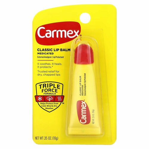 Carmex, Классический бальзам для губ, лечебный, туба в блистере,10 г