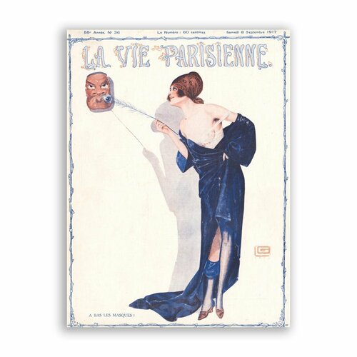 Постер на бумаге в стиле Пин-ап / La Vie Parisienne - A Bas les Masques! / Размер 30 x 40 см