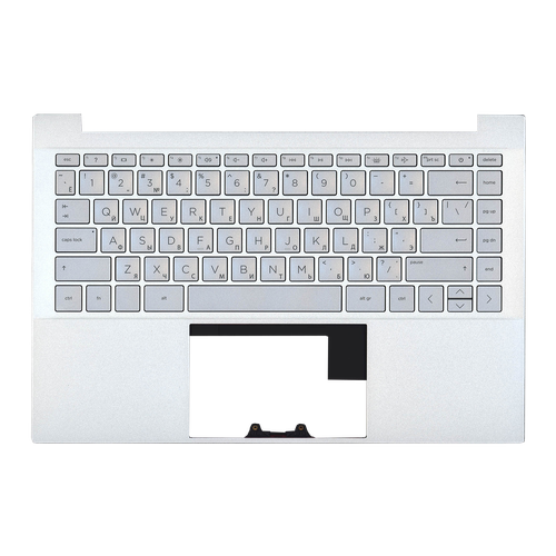 Клавиатура (топ-панель) для ноутбука HP Pavilion 14-DV серебристая с серебристым топкейсом, с подсветкой