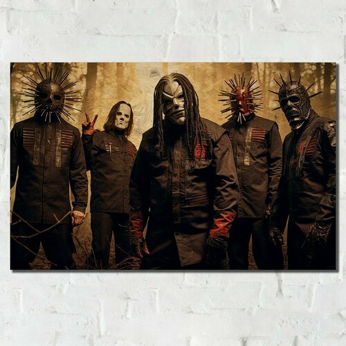 Картина интерьерная на рельефной доске музыка Слипкнот (Slipknot, рок, маска) - 13745 Г