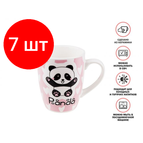 Комплект 7 штук, Кружка керамическая, 360 мл, PANDA-3, PERFECTO LINEA (30-063003)