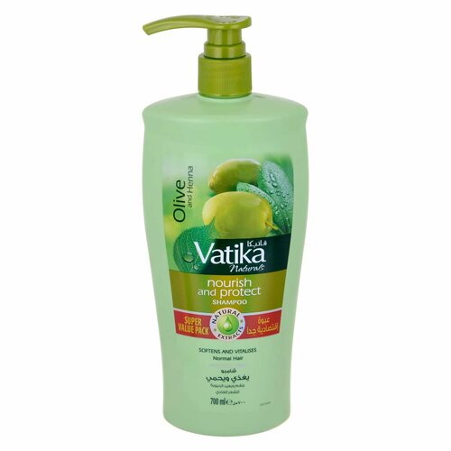 Vatika OLIVE AND HENNA Nourish And Protect Shampoo, Dabur (Ватика оливка И ХНА Шампунь питание И защита для нормальных волос, Дабур), 700 мл.